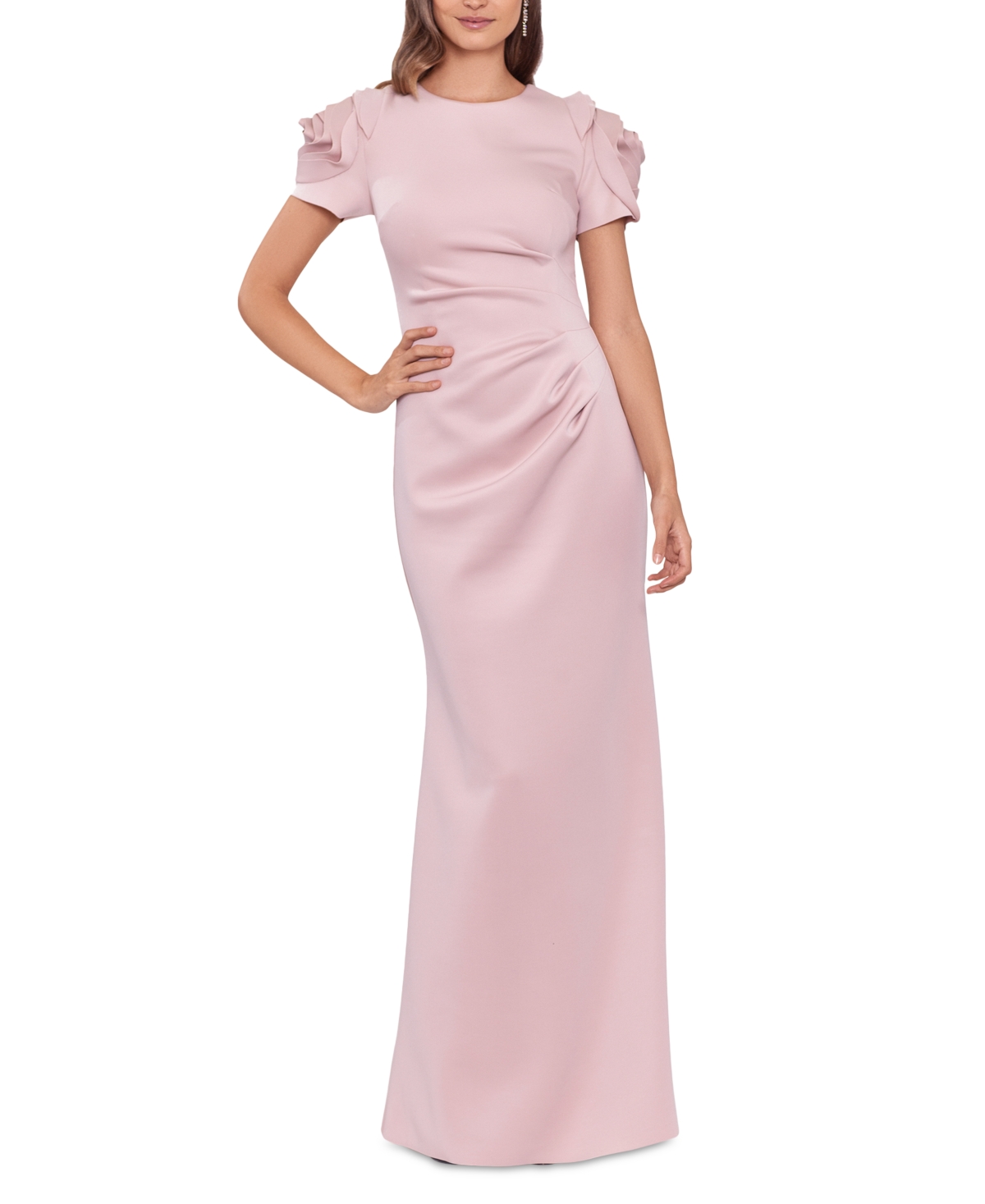 Click here for Xscape Ruched Fit & Flare Gown - Blush prices
