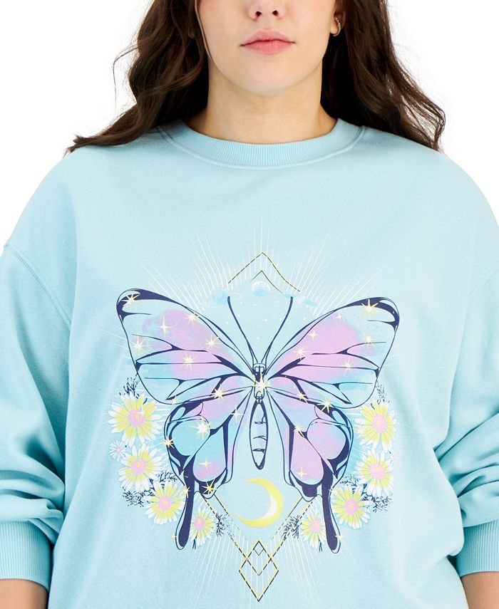 Rebellious One Trendy Plus Size Butterfly Blooms Sweatshirt - Macy's
