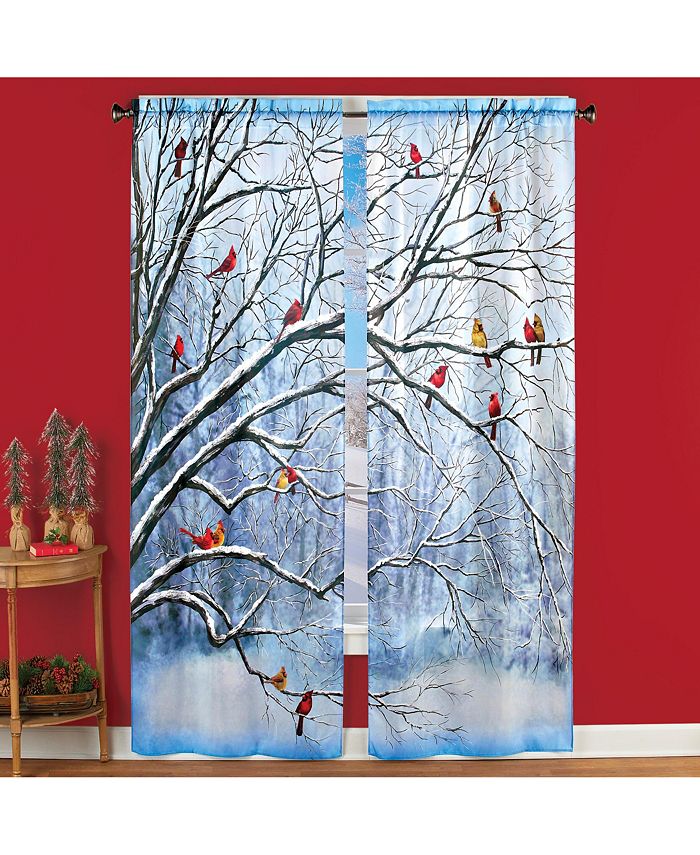 Collections Etc Cardinal Scene Decorative Seasonal Drapes - Winter ...