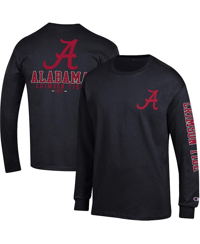 Champion Men's Black Alabama Crimson Tide Team Stack 3-Hit Long Sleeve ...