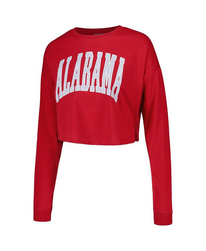ZooZatz Women's Crimson Alabama Crimson Tide Arch Cropped Drop Shoulder ...