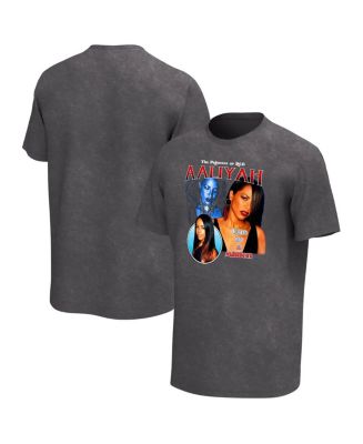 Men's Black Distressed Aaliyah Collage Washed Graphic T-shirt - Macy's