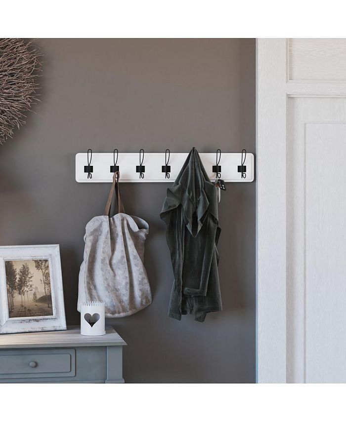 MERRICK LANE Enid 34 Inch Wall Mount Pine Wood Storage Rack With ...