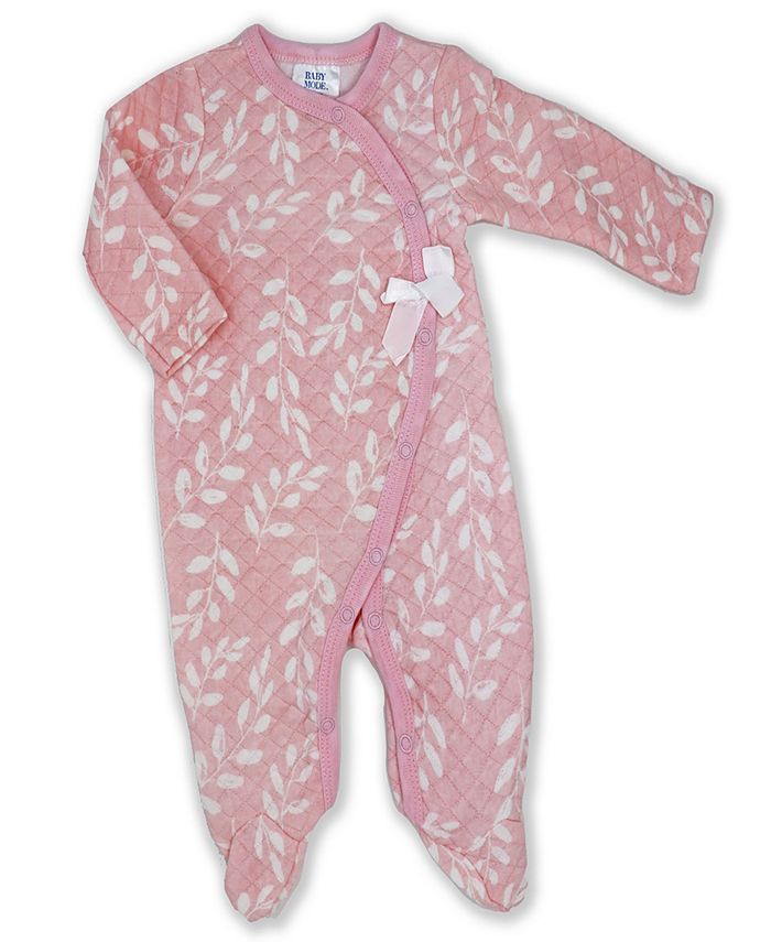 Baby Mode Baby Girls Sweet Leaves Quilted Footie - Macy's