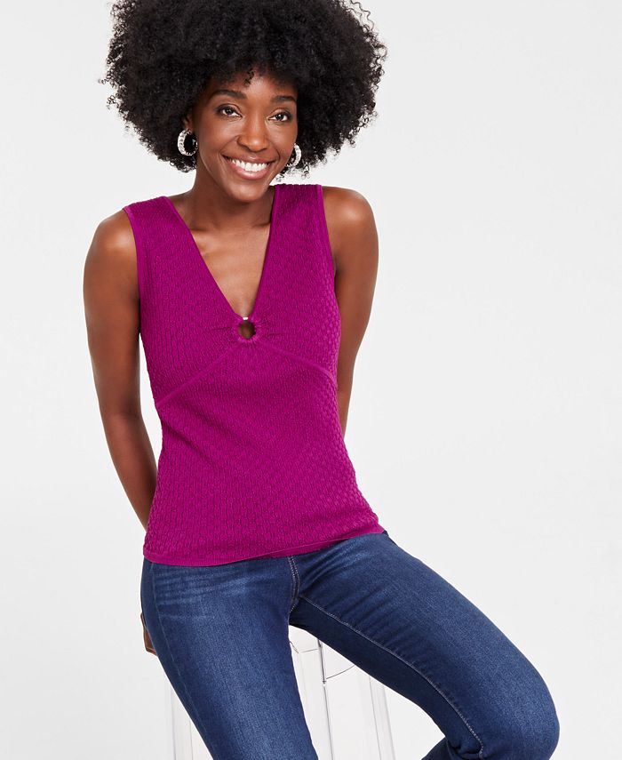 I.N.C. International Concepts Women's Crochet O-Ring Tank Top, Created ...