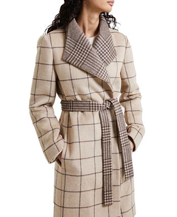 French Connection Women's Fran Plaid Belted Coat - Macy's