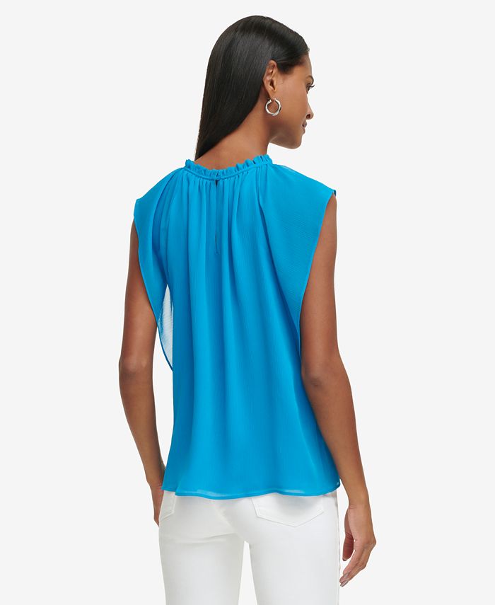 Calvin Klein Women's Chiffon Flutter-Sleeve Top - Macy's