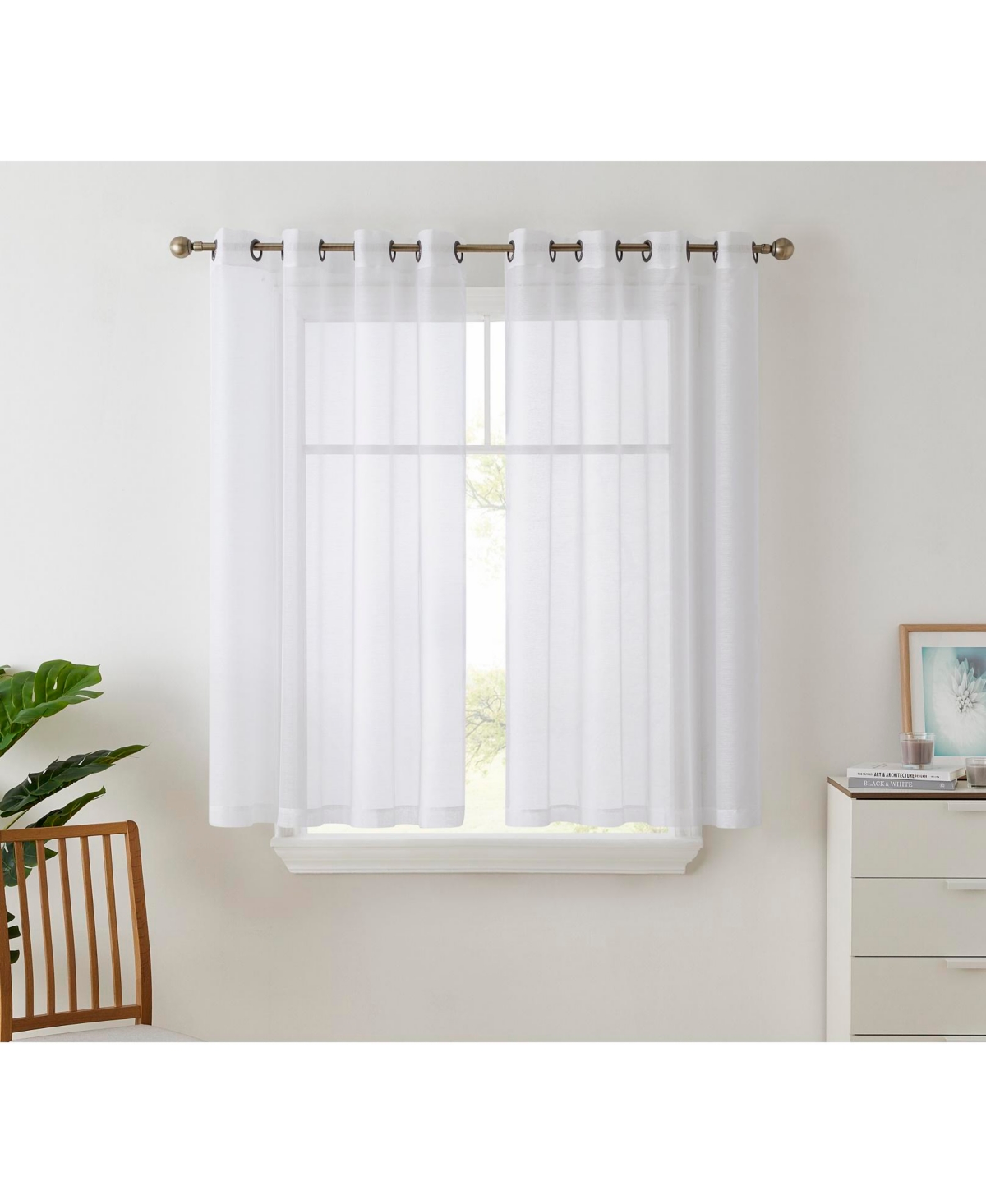 Click here for Hlc.me 2 Piece Semi Sheer Voile Window Curtain Dra... prices