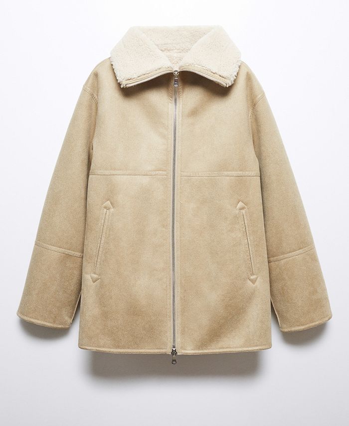 MANGO Women's Faux Shearling Lining Coat - Macy's
