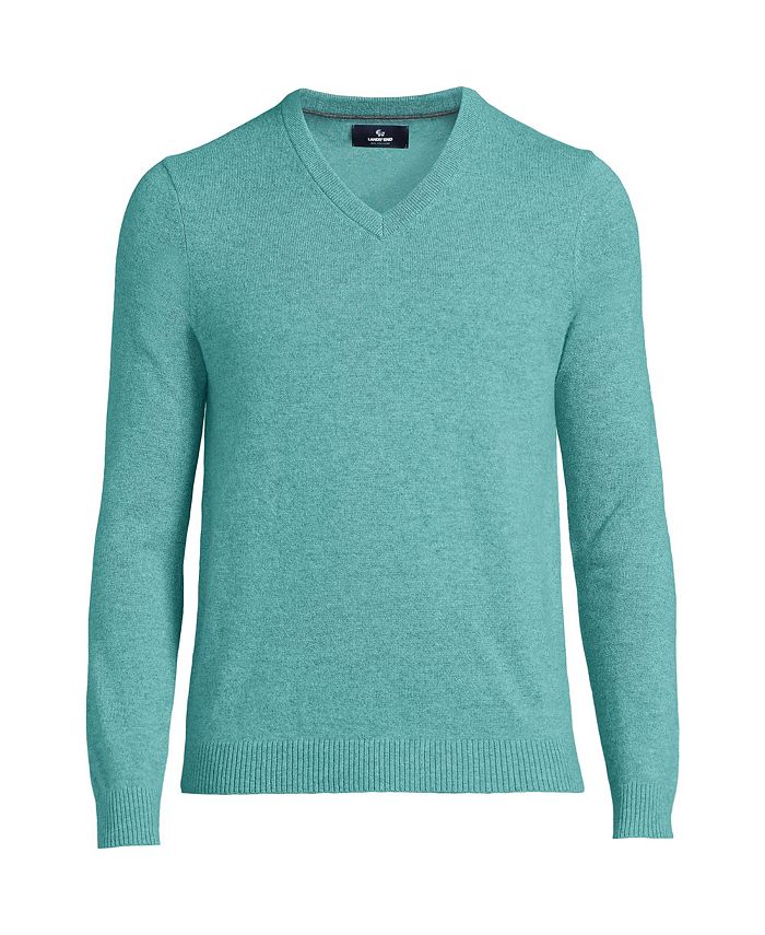 Lands' End Men's Fine Gauge Cashmere V-neck Sweater - Macy's