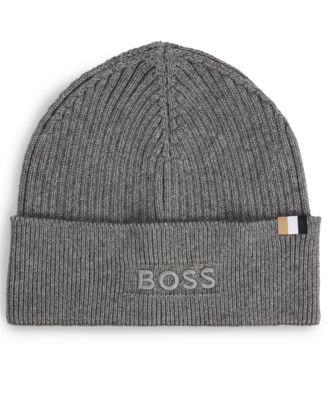 BOSS by Hugo Boss Men's Embroidered-Logo Beanie Hat - Macy's