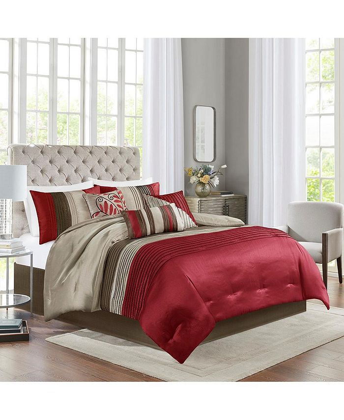 Gracie Mills Nixon 7-Piece Contemporary Striped Comforter Set - Macy's