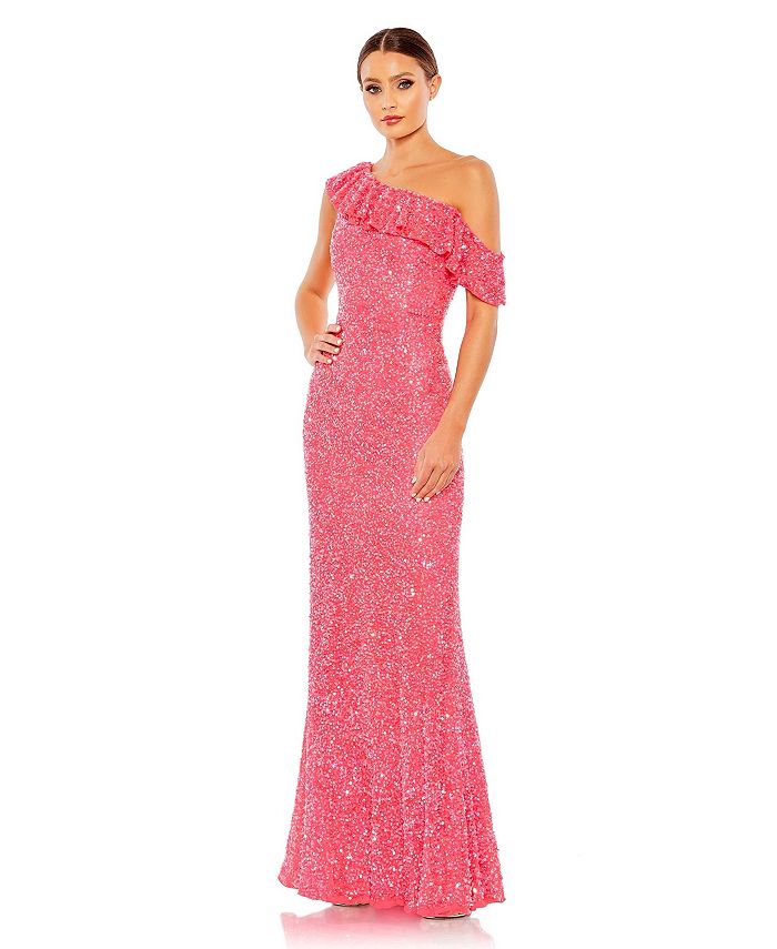Mac Duggal Women's Sequined Drop Shoulder Trumpet Gown - Macy's