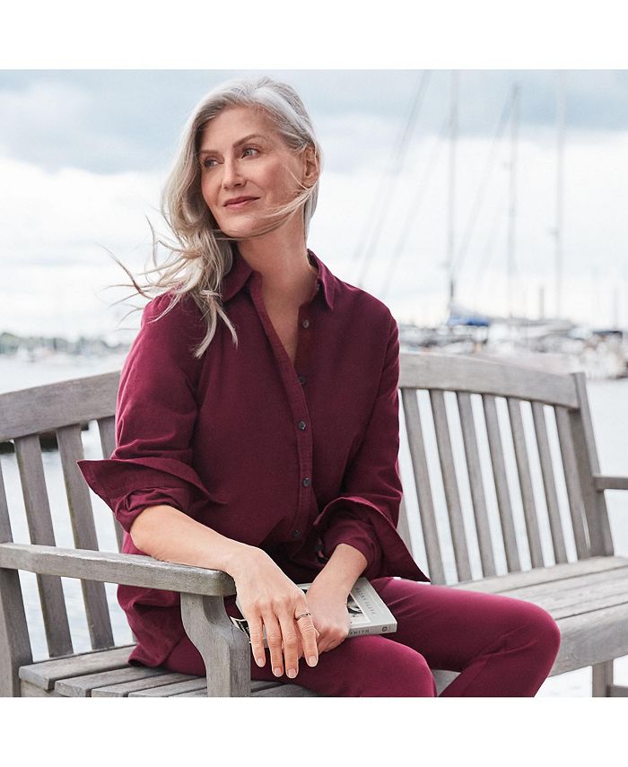 Lands' End Women's Pinwale Cord Long Sleeve Shirt - Macy's