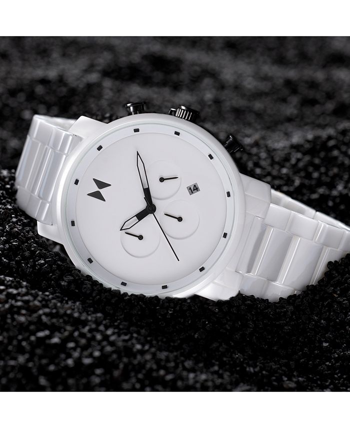 MVMT Chrono White Ceramic Bracelet Watch 45mm - Macy's
