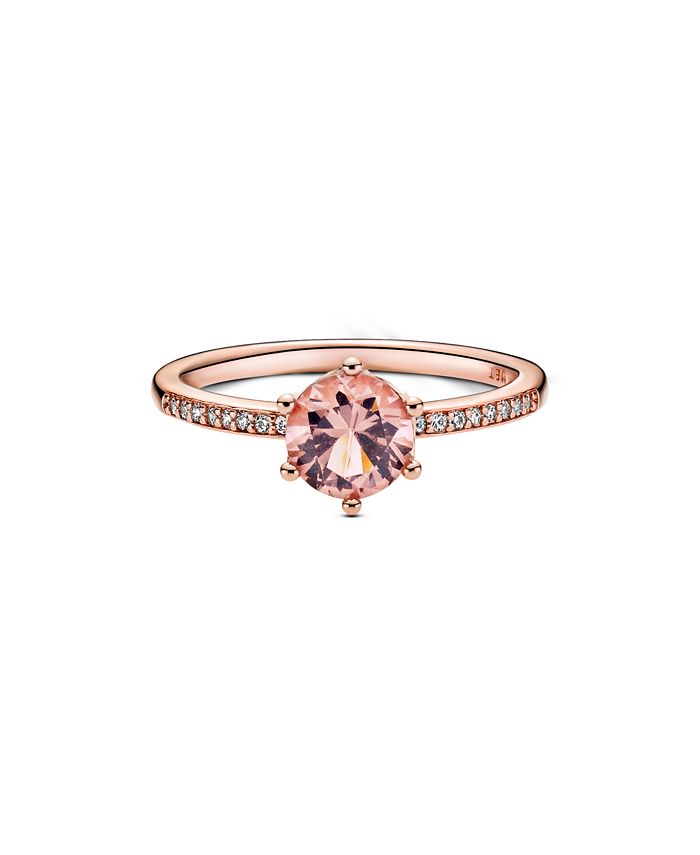 Pandora Cubic Zirconia Moments Pink Sparkling Crown Solitaire Ring - Macy's