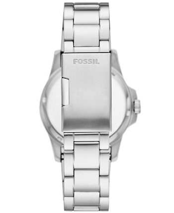 Fossil Men's Blue Dive Three-Hand Date Silver-Tone Stainless Steel ...