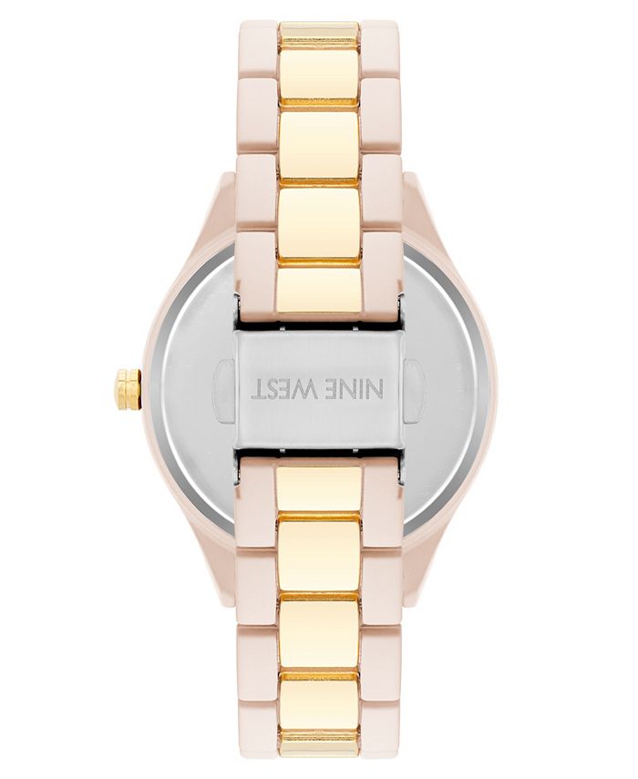 Nine West Women's Quartz Light Pink and Gold-Tone Link Bracelet Watch ...