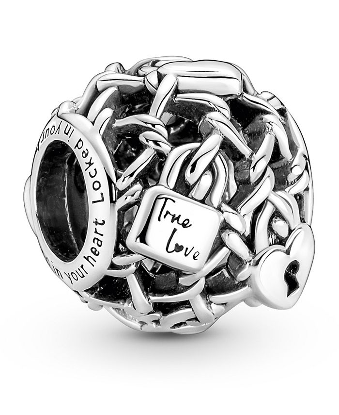 Pandora Sterling Silver Openwork Chain Link Padlock Charm - Macy's