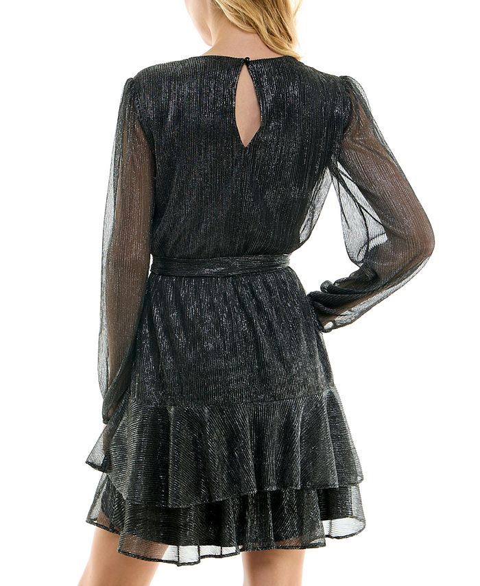 City Studios Juniors' Metallic Ruffled Fit & Flare Dress - Macy's