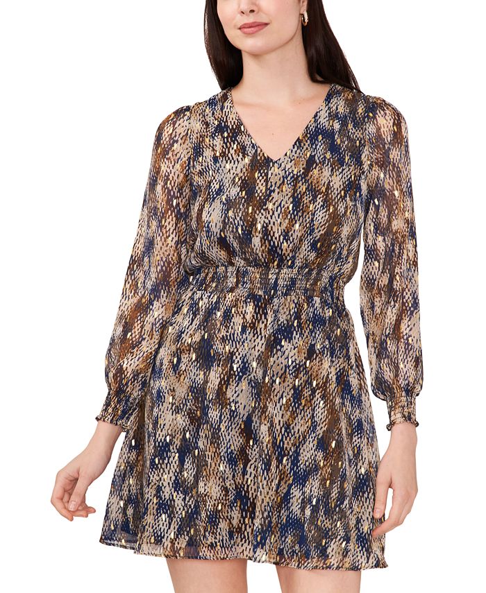 MSK Petite Printed Smocked Fit & Flare Dress - Macy's