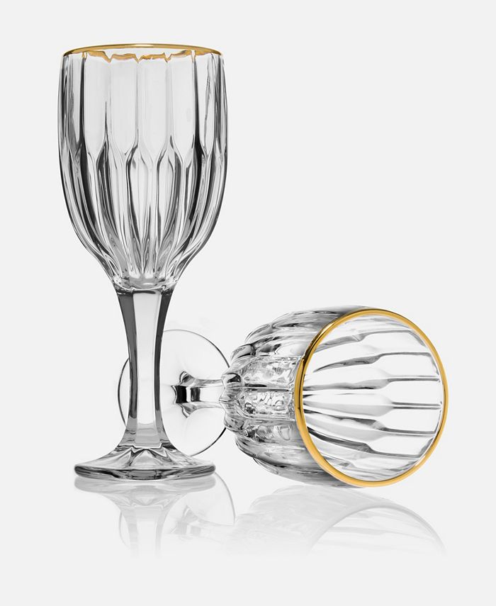 Godinger Pleat Gold Rim Goblets, Set of 4 - Macy's