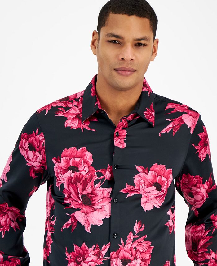 I N C International Concepts Mens Bouquet Long Sleeve Button Front