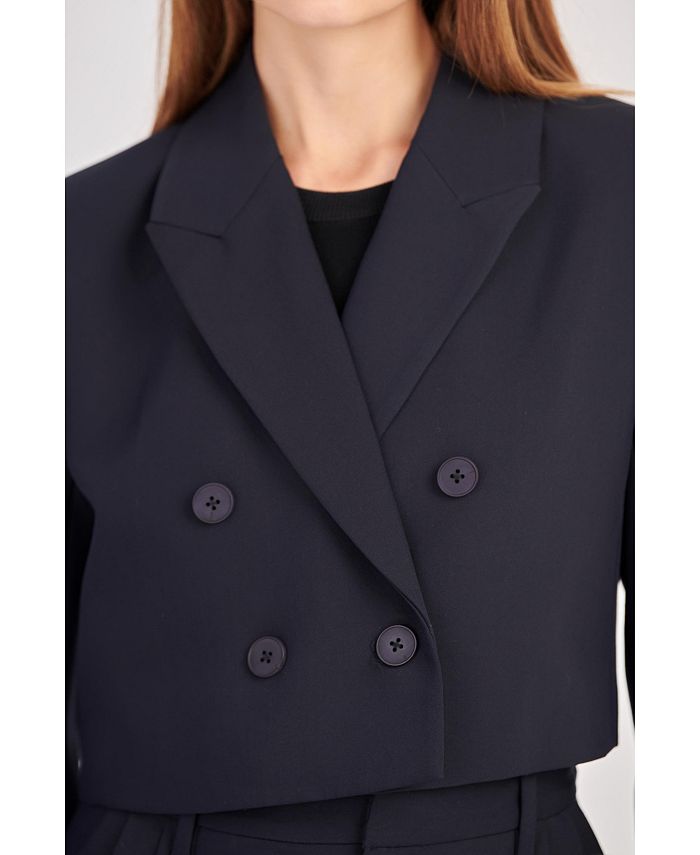 English Factory Women's Double Breasted Button Blazer - Macy's