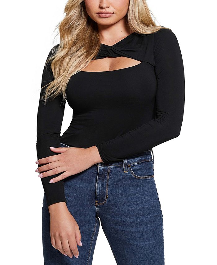 GUESS Women's Mena Twist-Yoke Cutout Top - Macy's