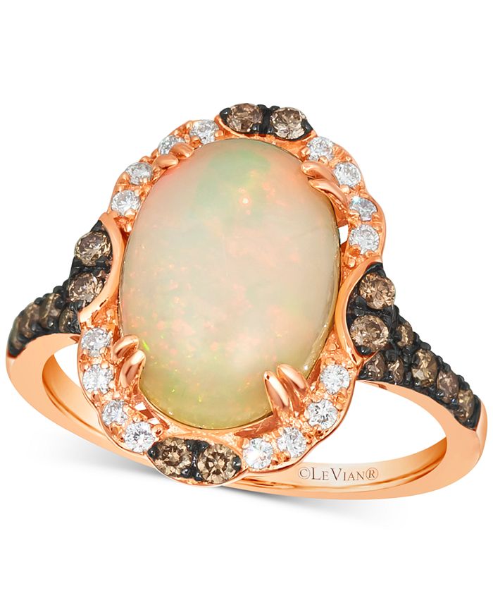 Le Vian Chocolatier® Neopolitan Opal (2-7/8 ct. t.w.) & Diamond (3/8 ct. t.w.) Halo Ring in 14k ...