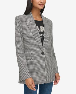 KARL LAGERFELD PARIS Women's Houndstooth-Print Blazer - Macy's