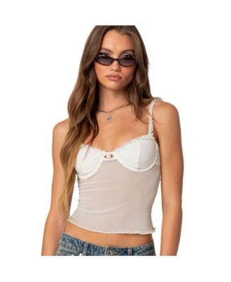 Edikted Women's Lidia Sheer Mesh Bra Top - Macy's