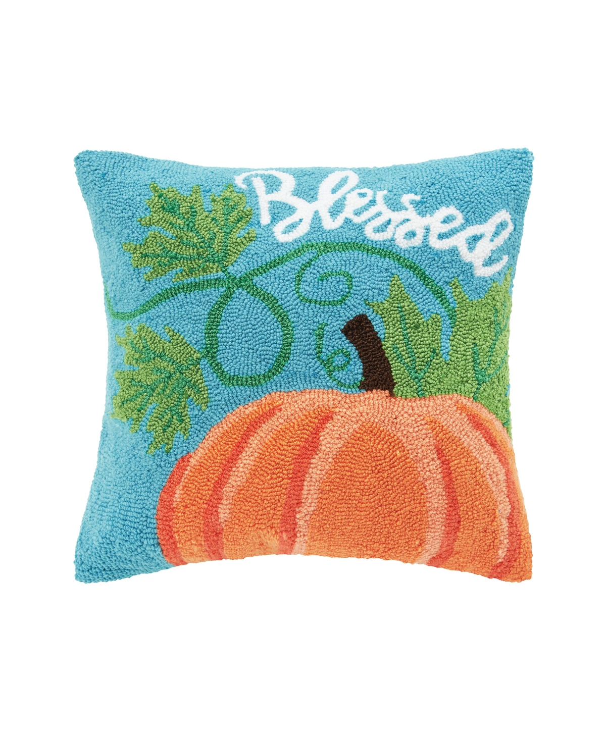 Click here for Blessed Pumpkin Hooked Throw Pillow - Blue prices