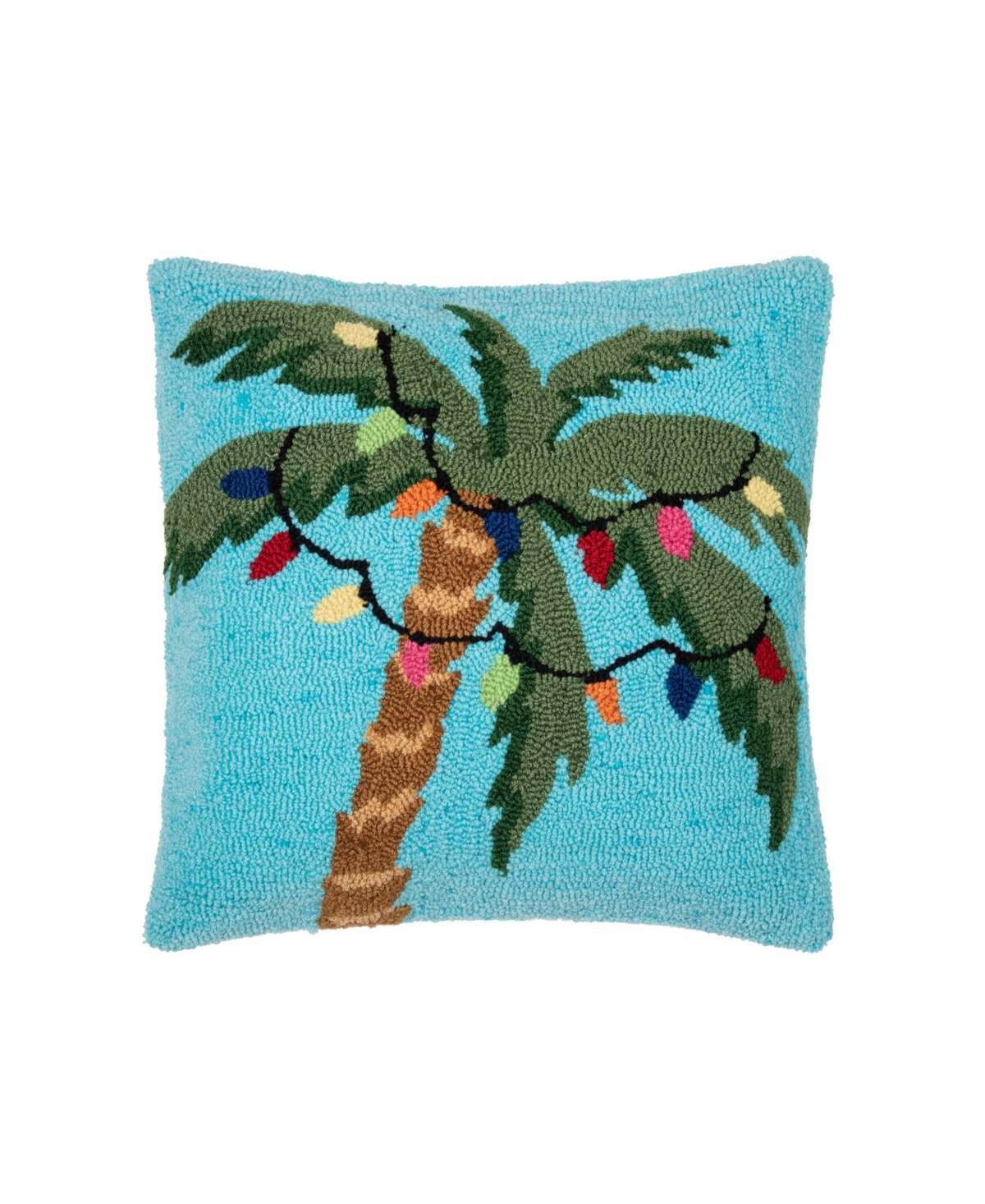 Click here for Christmas Palm Hooked Pillow - Blue prices