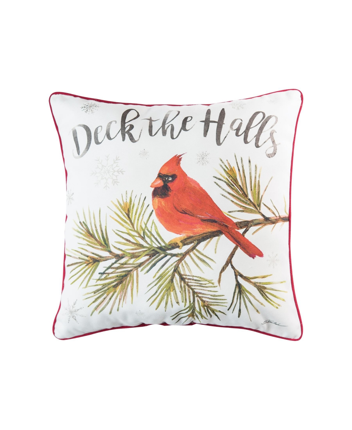 Click here for Deck The Halls Cardinal 18 x 18 Printed Throw Pill... prices
