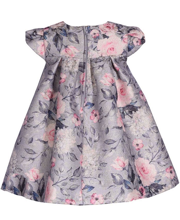 Bonnie Baby Baby Girls Short Sleeve Metallic Jacquard Trapeze Dress ...