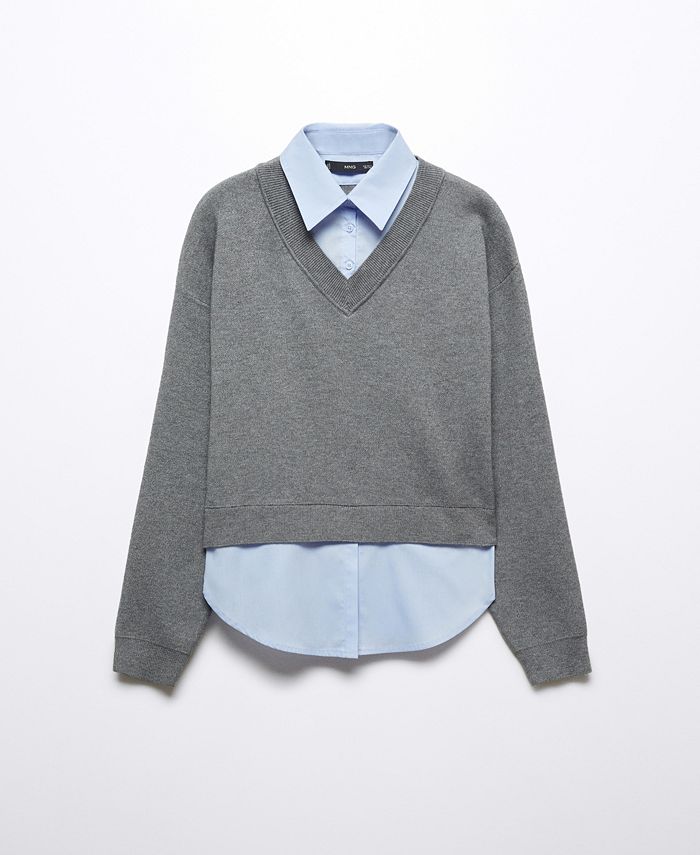 MANGO Women's Combined Shirt Sweater - Macy's