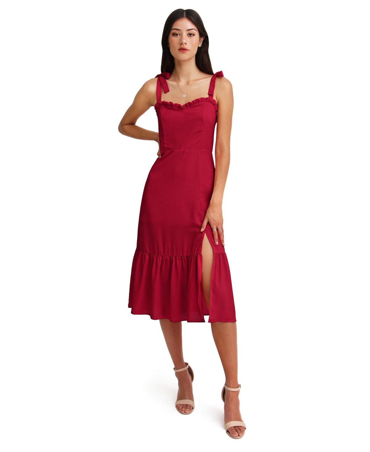 Click here for Belle & Bloom Womens Summer Storm Midi Dress - Red prices
