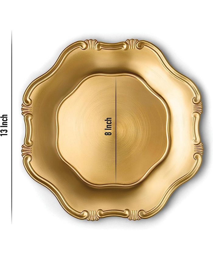 Chateau Fine Tableware Baroque Gold Charger Plates, 13" Elegant ...