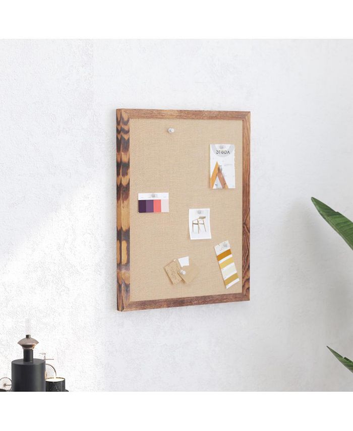 MERRICK LANE Clarey Linen Display Board With Wooden Frame And Push Pins ...