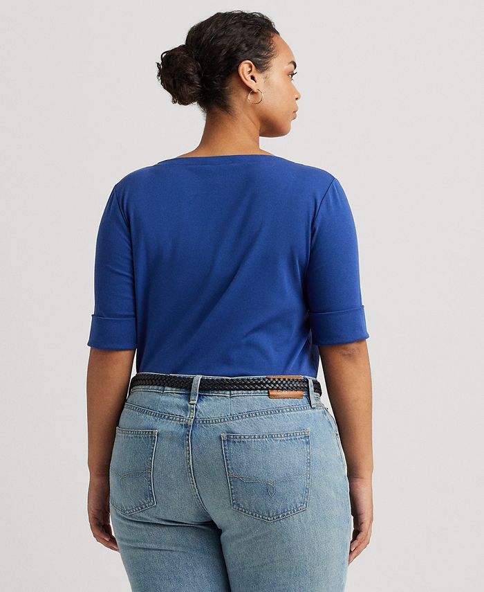 Lauren Ralph Lauren Plus Size Elbow-Sleeve Top - Macy's