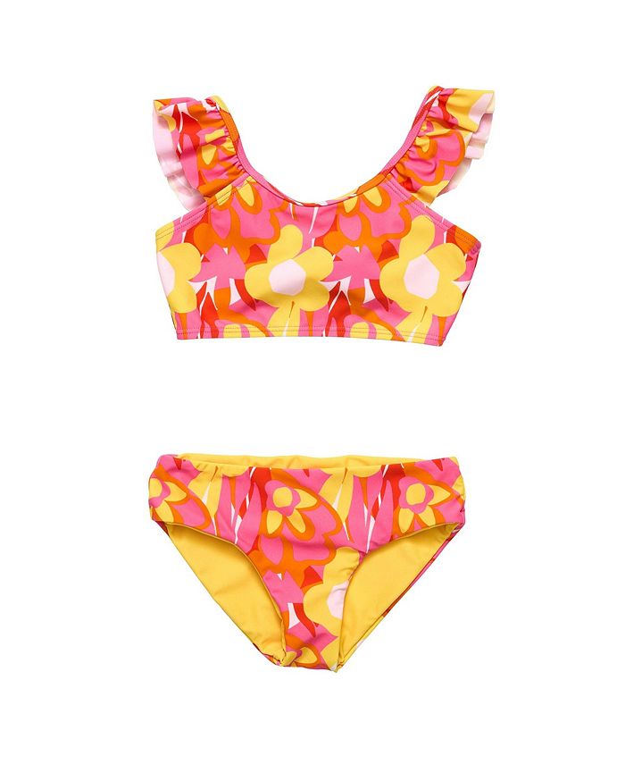 Snapper Rock Toddler, Child Girls Pop of Sunshine Frill Crop Bikini ...