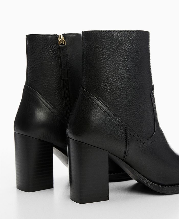 MANGO Women's Leather Ankle Boots Block Heels - Macy's