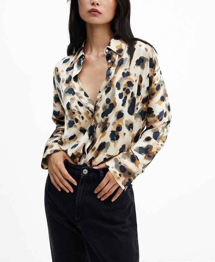 MANGO Women's Printed Long Shirt - Macy's