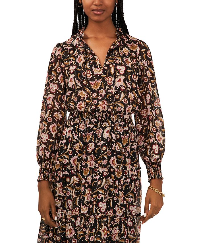 MSK Women's Floral-Print Tiered Maxi Dress - Macy's