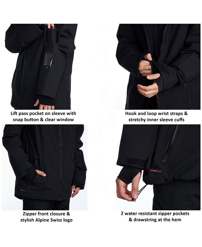 Alpine Swiss Mens Waterproof Ski Jacket Snowboarding Winter Snow Coat ...