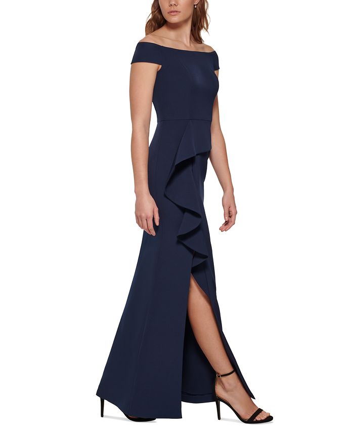 Vince Camuto Women's Off-The-Shoulder Draped Column Gown - Macy's