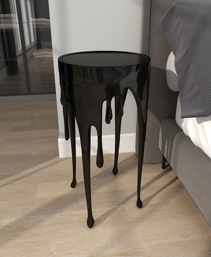 Rosemary Lane Aluminum Drip Accent Table with Melting Design and Shaded ...