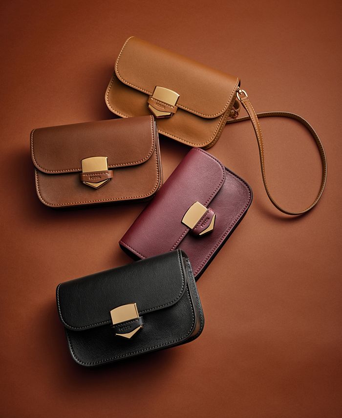 Fossil Lennox Flap Leather Crossbody Bag - Macy's