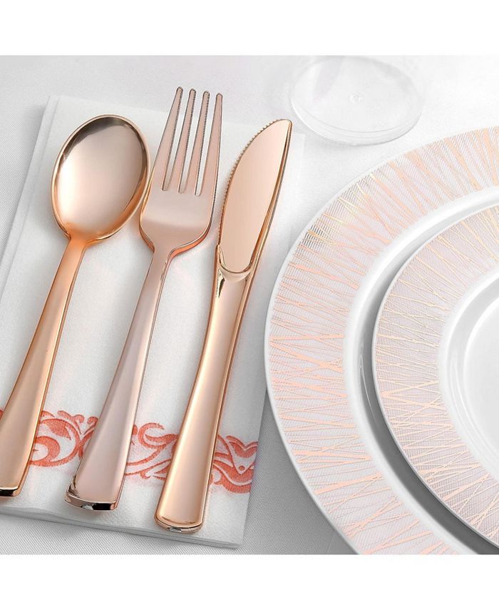 Chateau Fine Tableware 252-Piece Rose Gold Plates, Napkins, Party ...